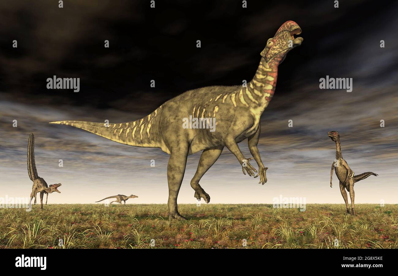 Dinosaur Altirhinus in a landscape Stock Photo - Alamy