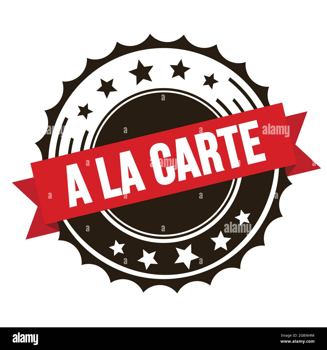 A LA CARTE text on red brown ribbon badge stamp Stock Photo - Alamy
