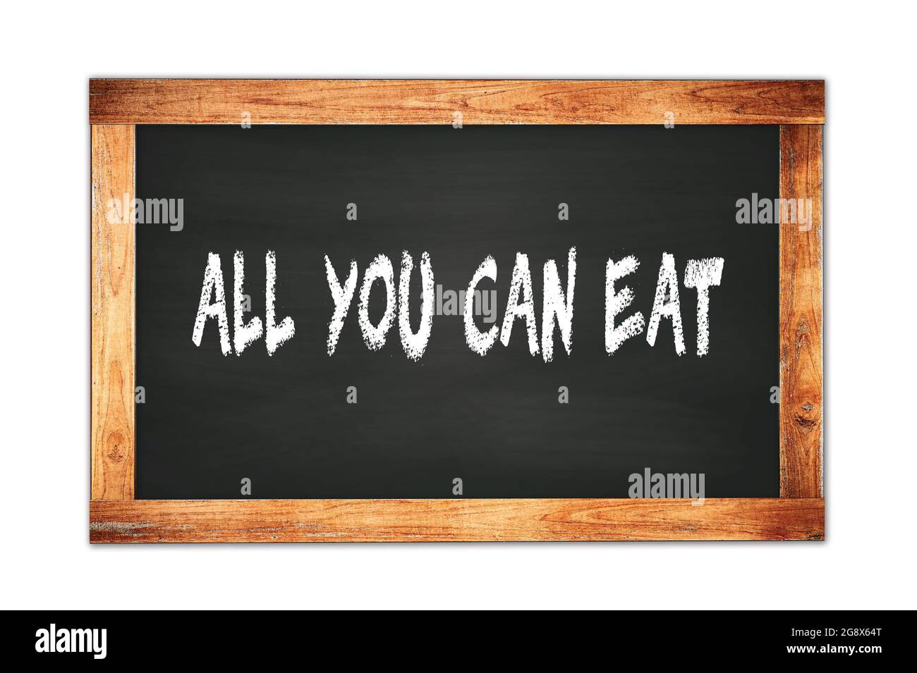ALL YOU CAN EAT text written on black wooden frame school blackboard ...