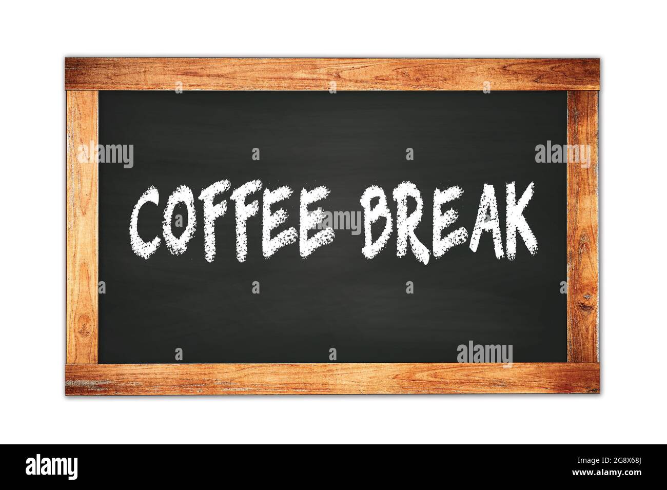 COFFEE BREAK text written on black wooden frame school blackboard Stock ...