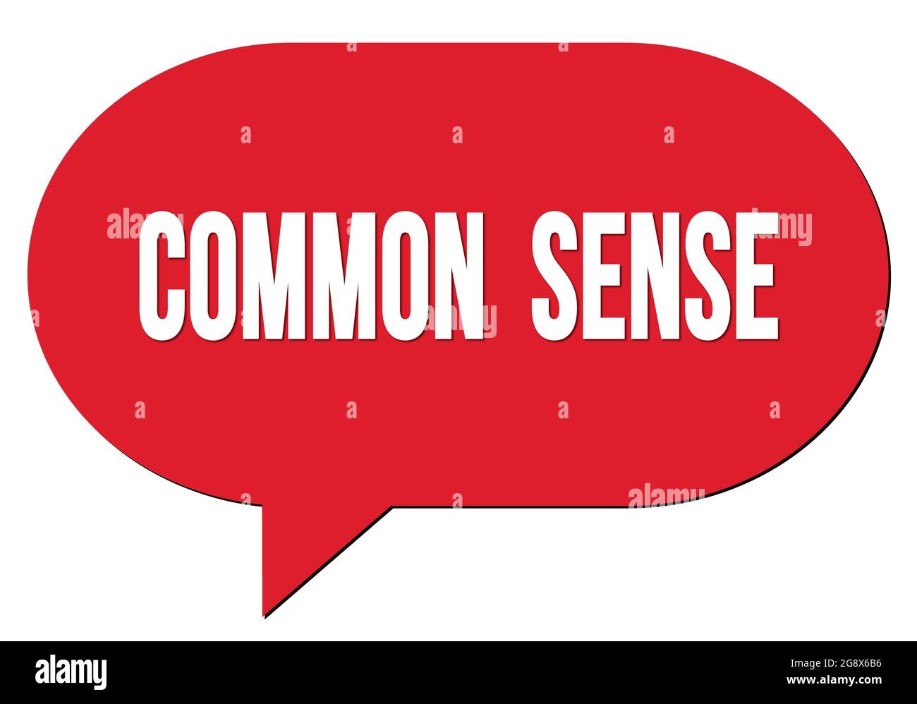 COMMON SENSE text written in a red speech bubble stamp Stock Photo - Alamy