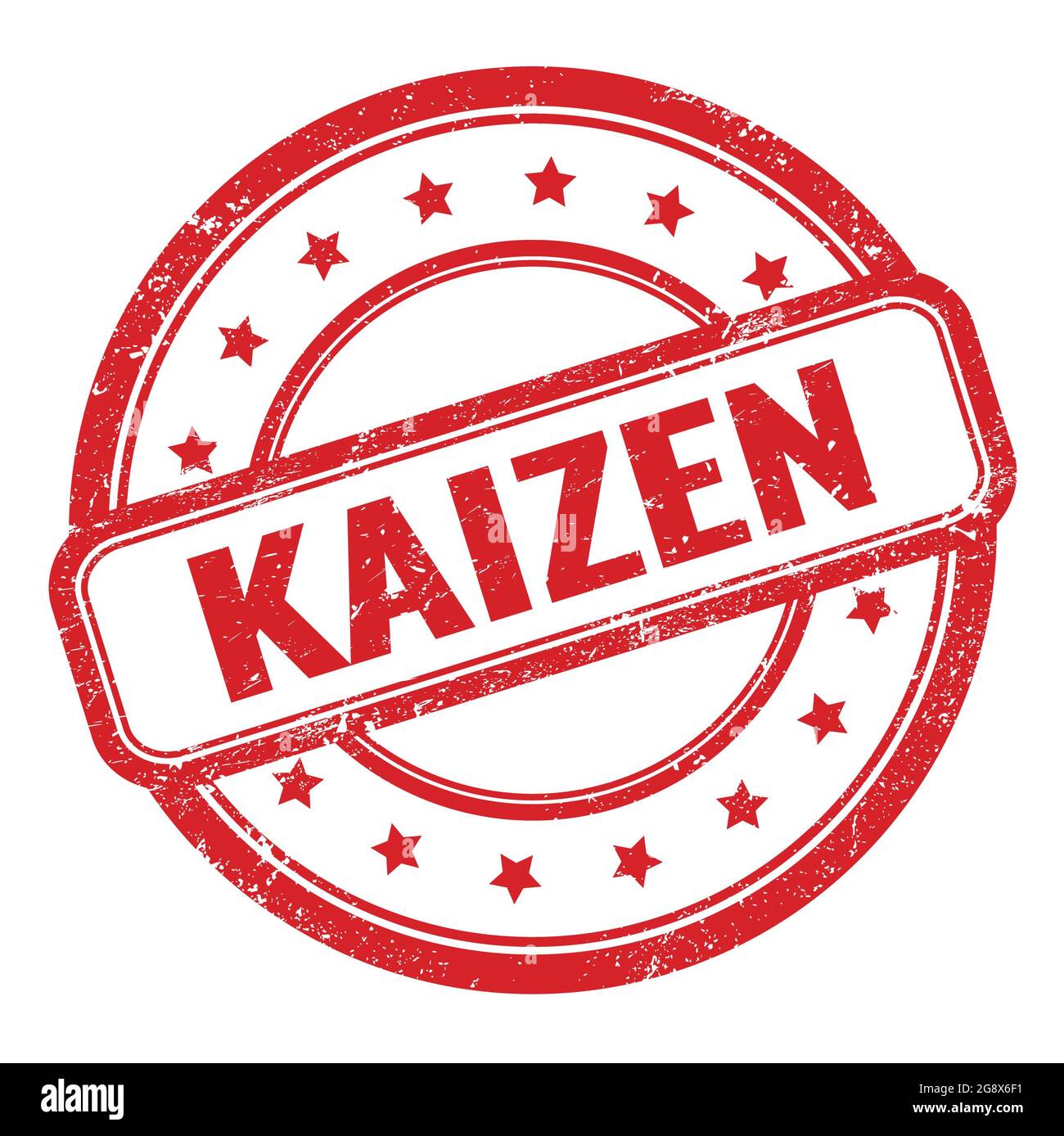 KAIZEN text on red grungy vintage round rubber stamp Stock Photo - Alamy