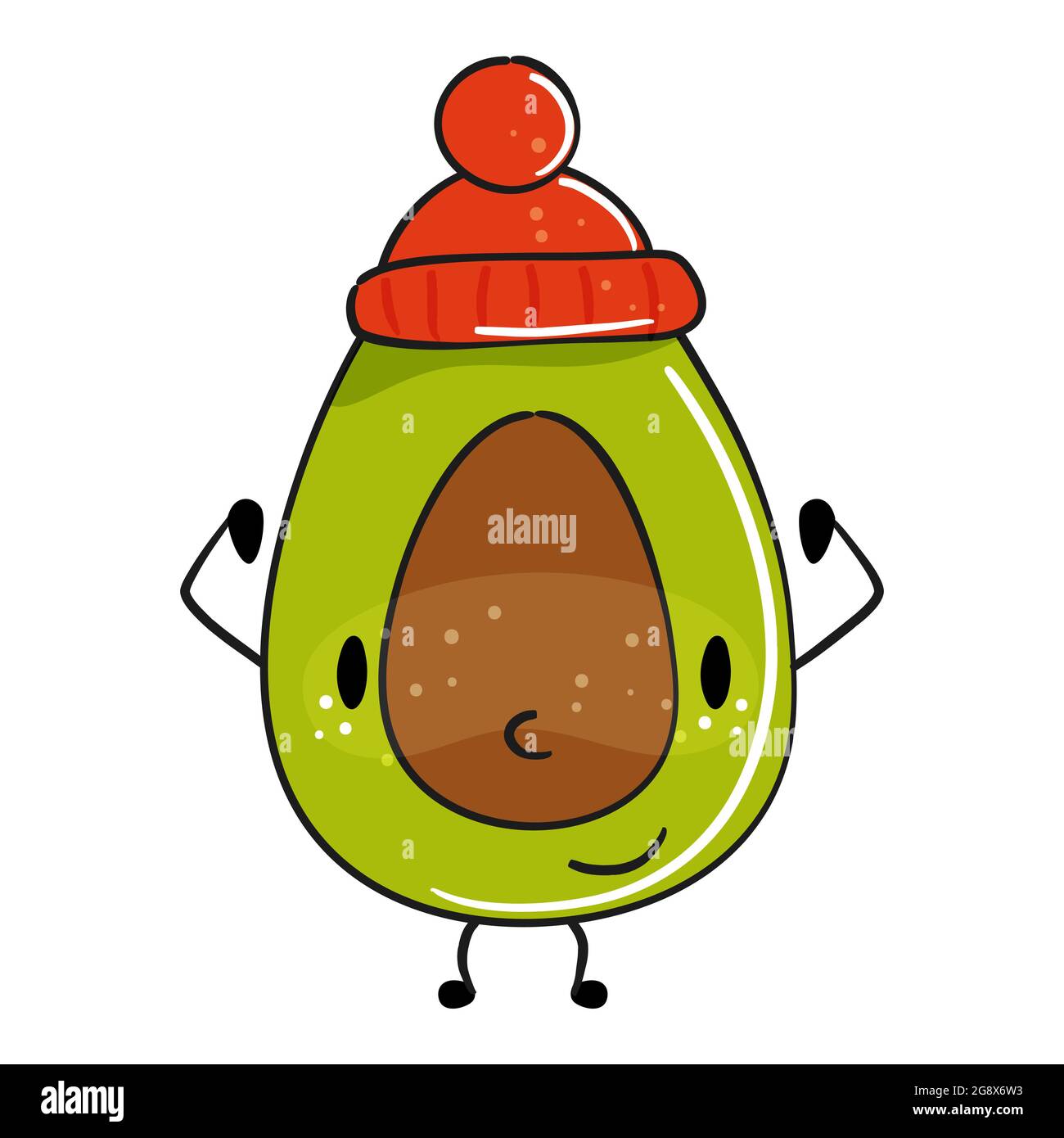 Cute cartoon avocado isolated on white background. Vector illustration ...