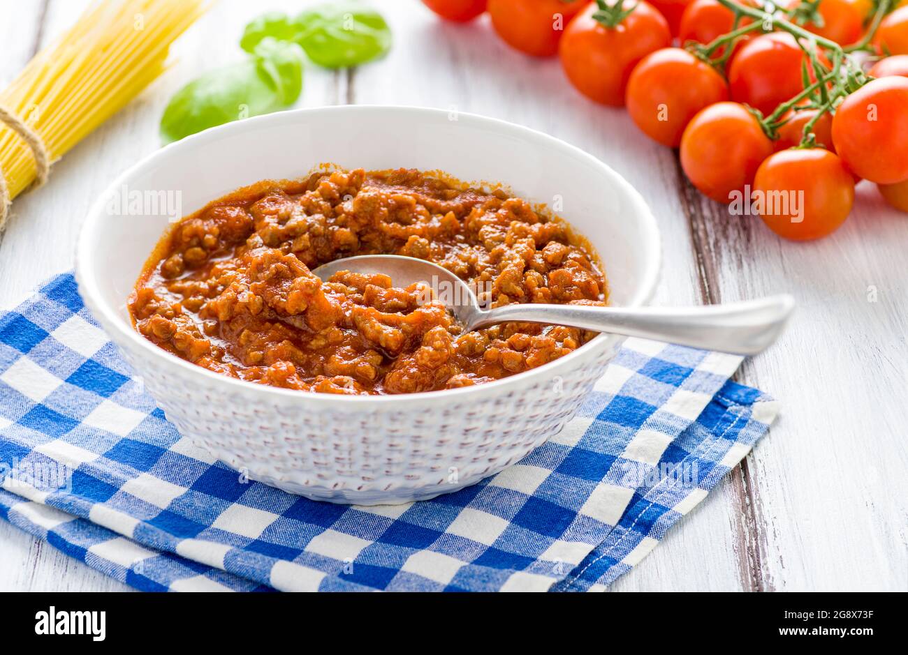 Authentic Italian bolognese ragu of minced beef and pork slow-cooked ...