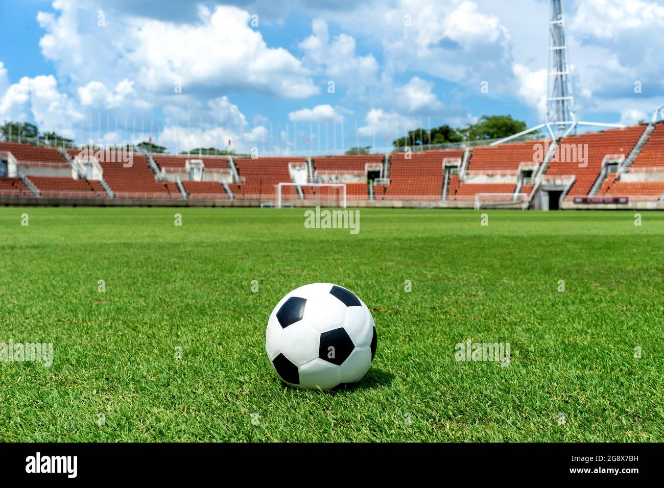 soccer field,football field , green grass background texture on the ...