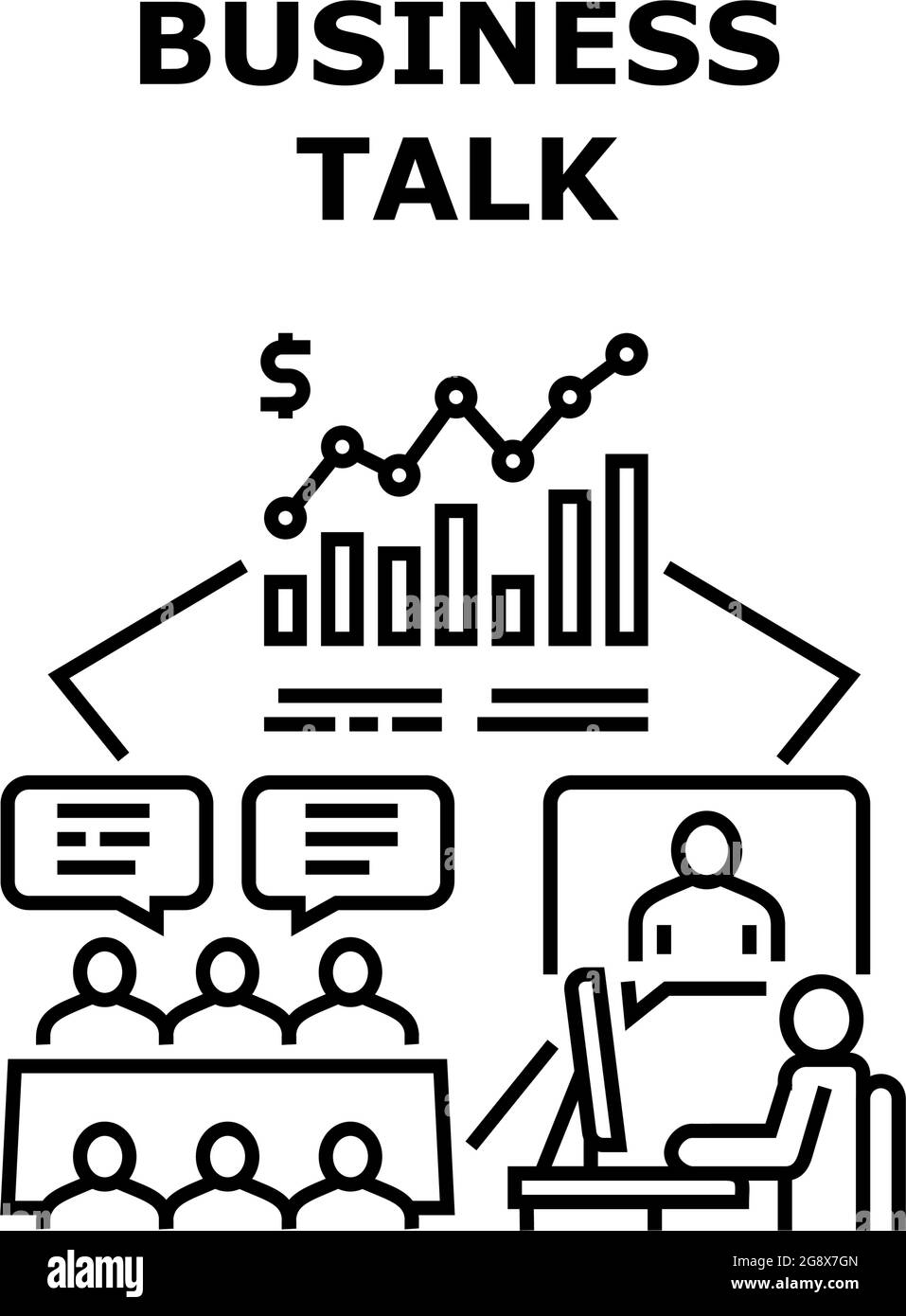 Business Talk Vector Concept Black Illustration Stock Vector Image ...