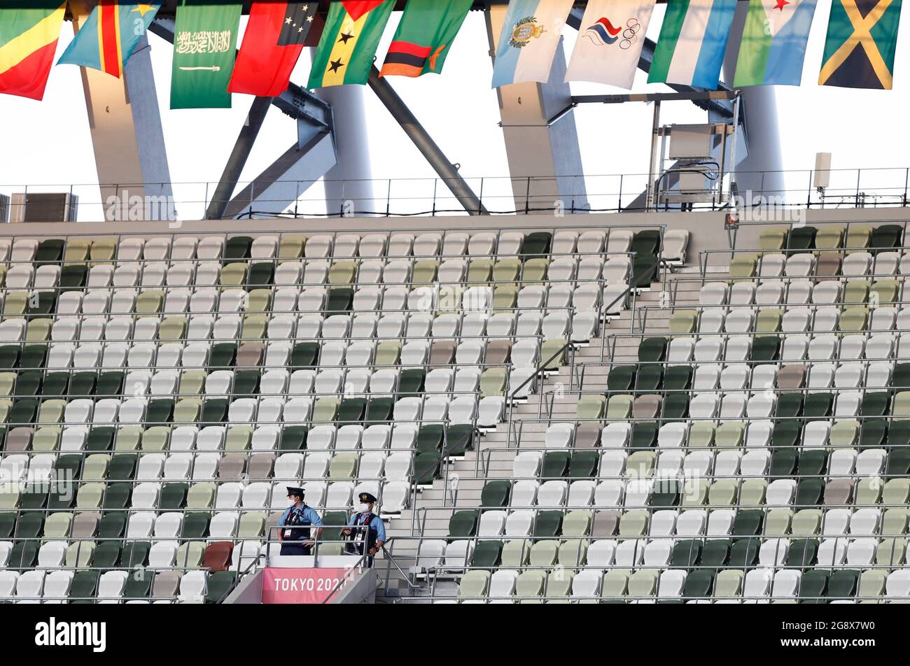 Tokyo, Japan. 23rd July, 2021. Security personnel are seen at the ...