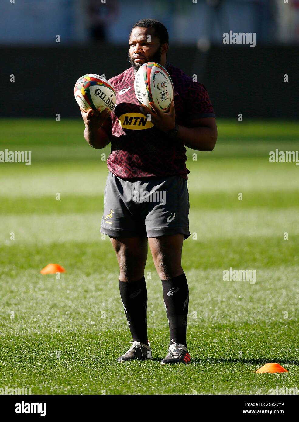 Ox Nche of South Africa during the captains run at Cape Town Stadium ...