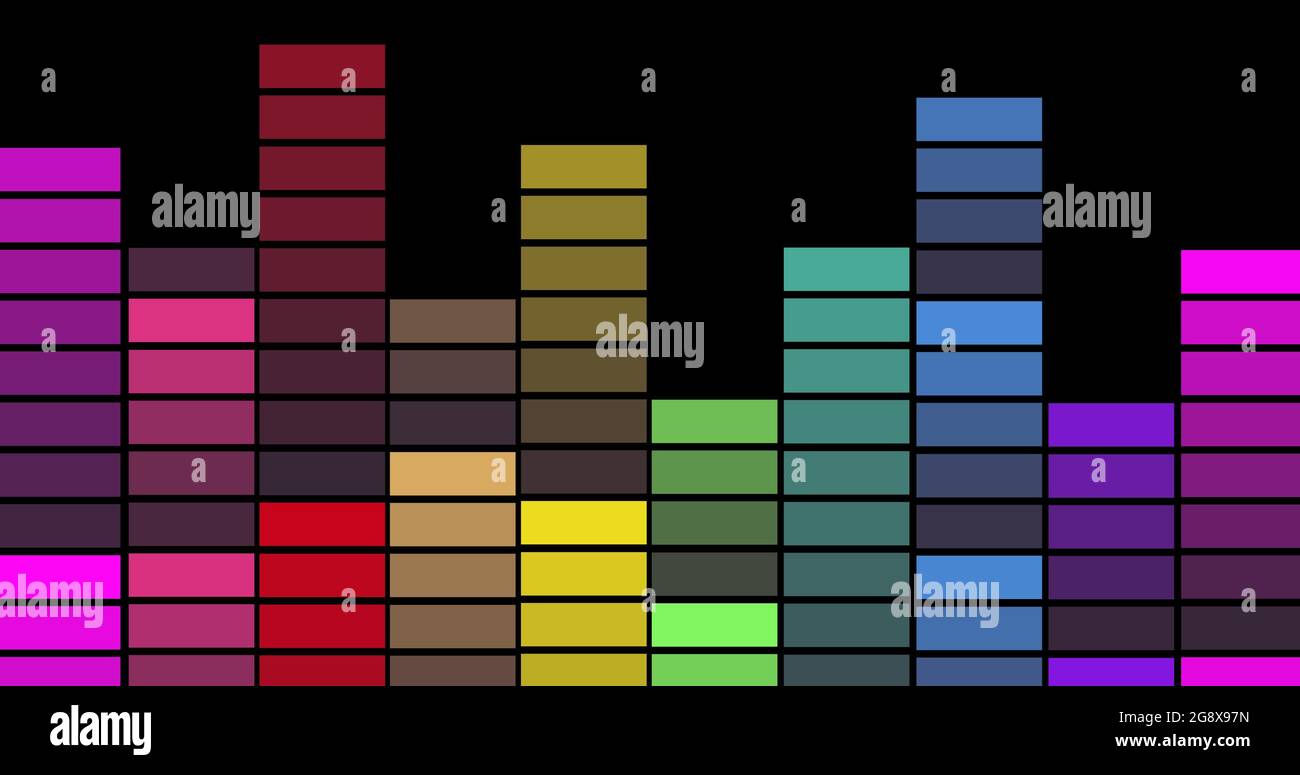 Composition of rainbow coloured graphic music equalizer on black ...