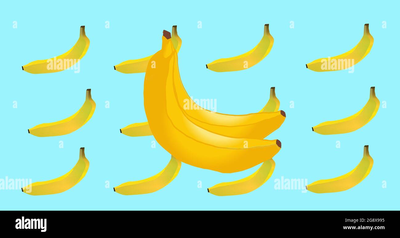 Composition of multiple bananas on blue background Stock Photo - Alamy