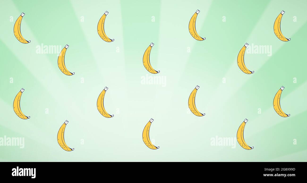 Composition of rows of bananas on green striped background Stock Photo ...