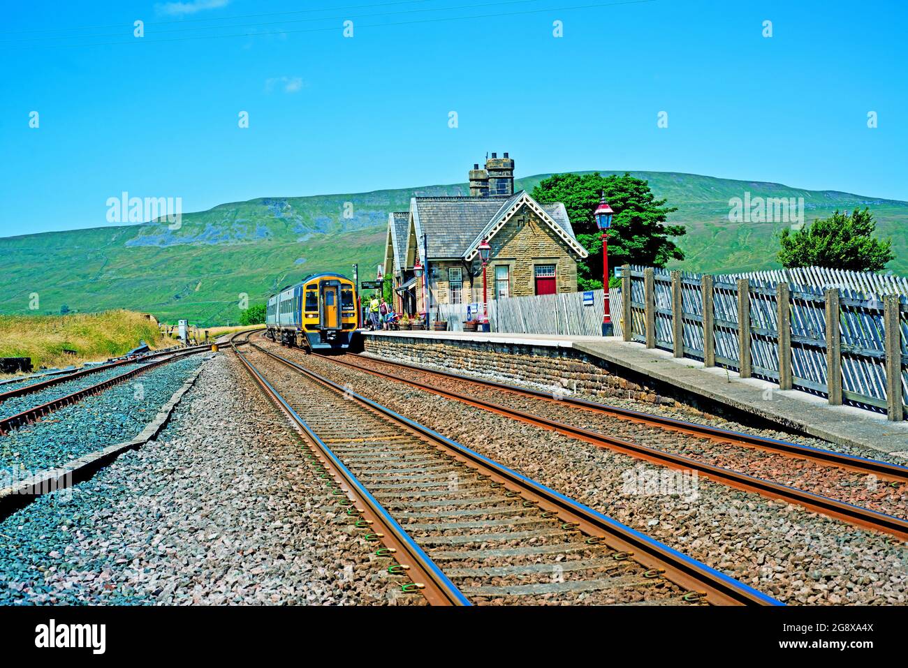 Class 158 Unit at Ribblehead Railway Station with a train for Leeds on ...