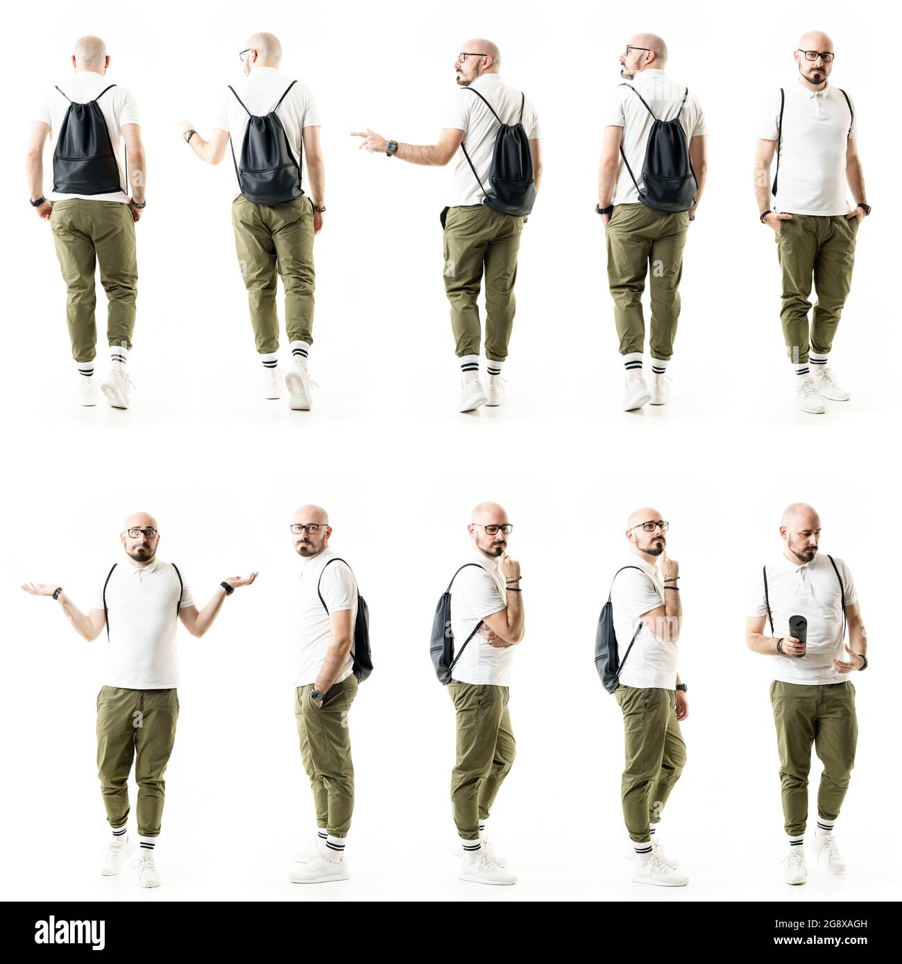 Collage of stylish hipster smart geek people walking back view of ...