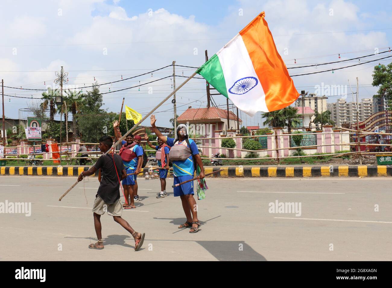 GHAZIABAD, INDIA - JULY 2019: A hindu devotee carrying kanwar on their ...