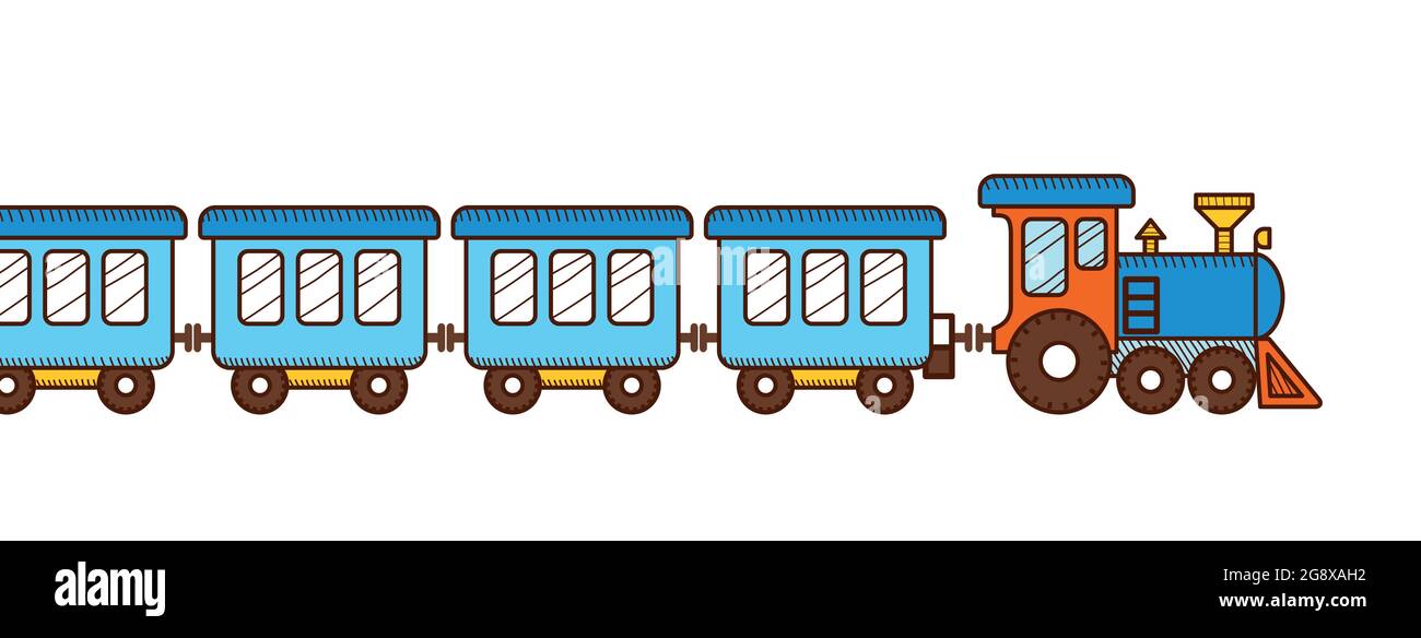 Cute blue train banner. Locomotive toy train Stock Vector Image & Art ...