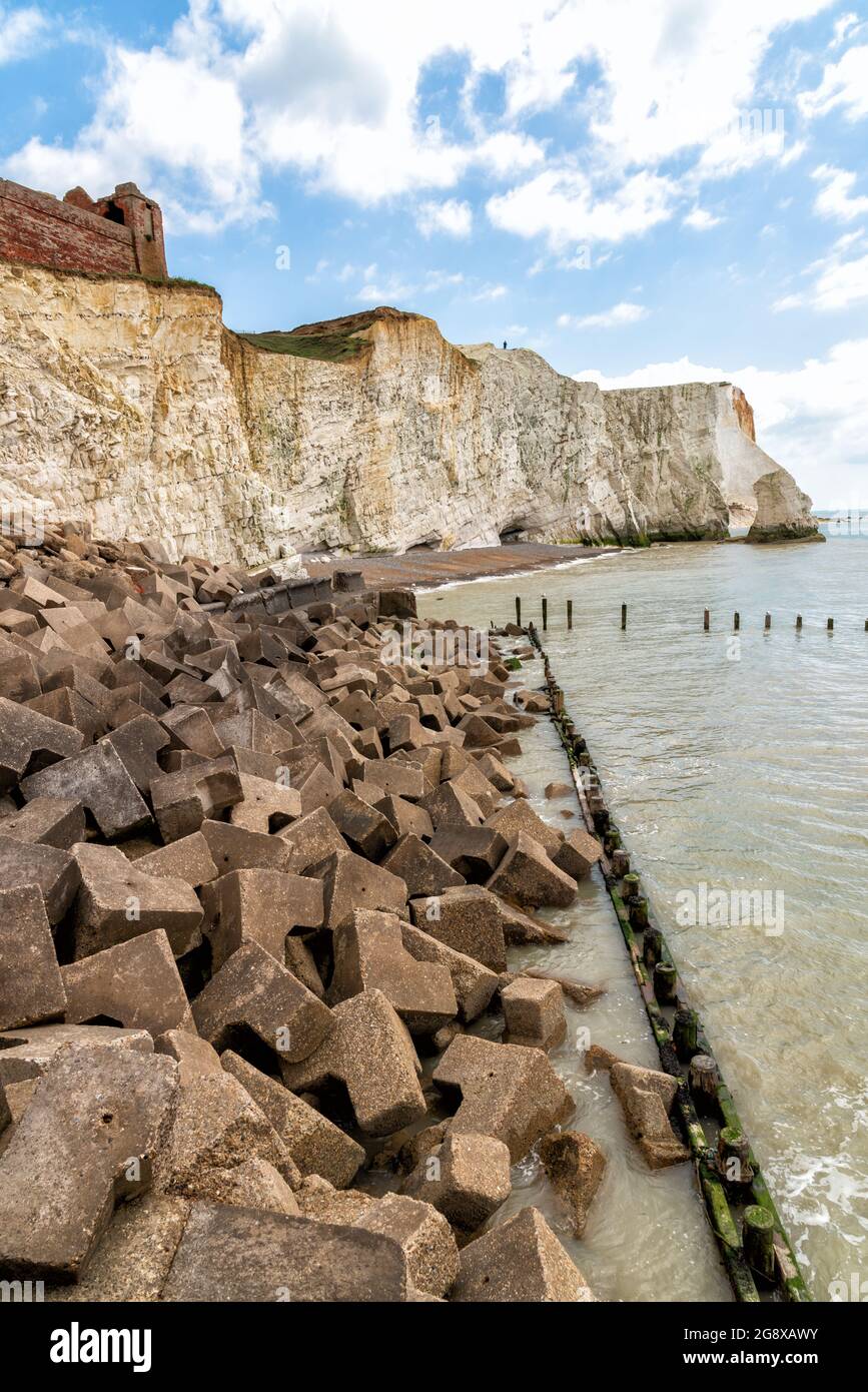 Seaford Head and concrete defences Stock Photo - Alamy