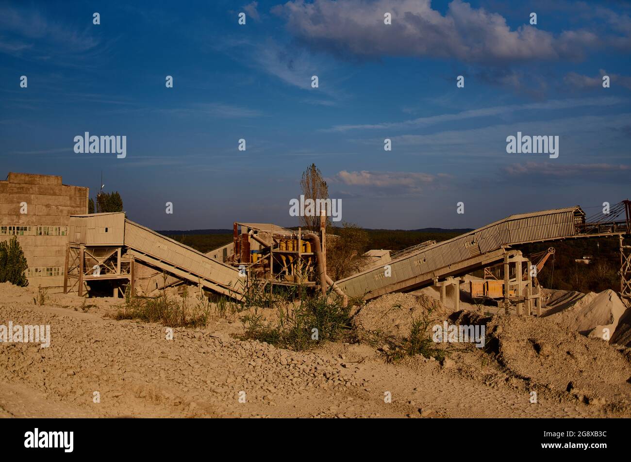 production of building materials city sand excavator work Stock Photo ...