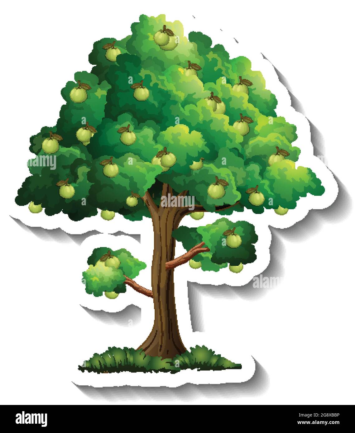 Guava tree sticker on white background illustration Stock Vector Image ...