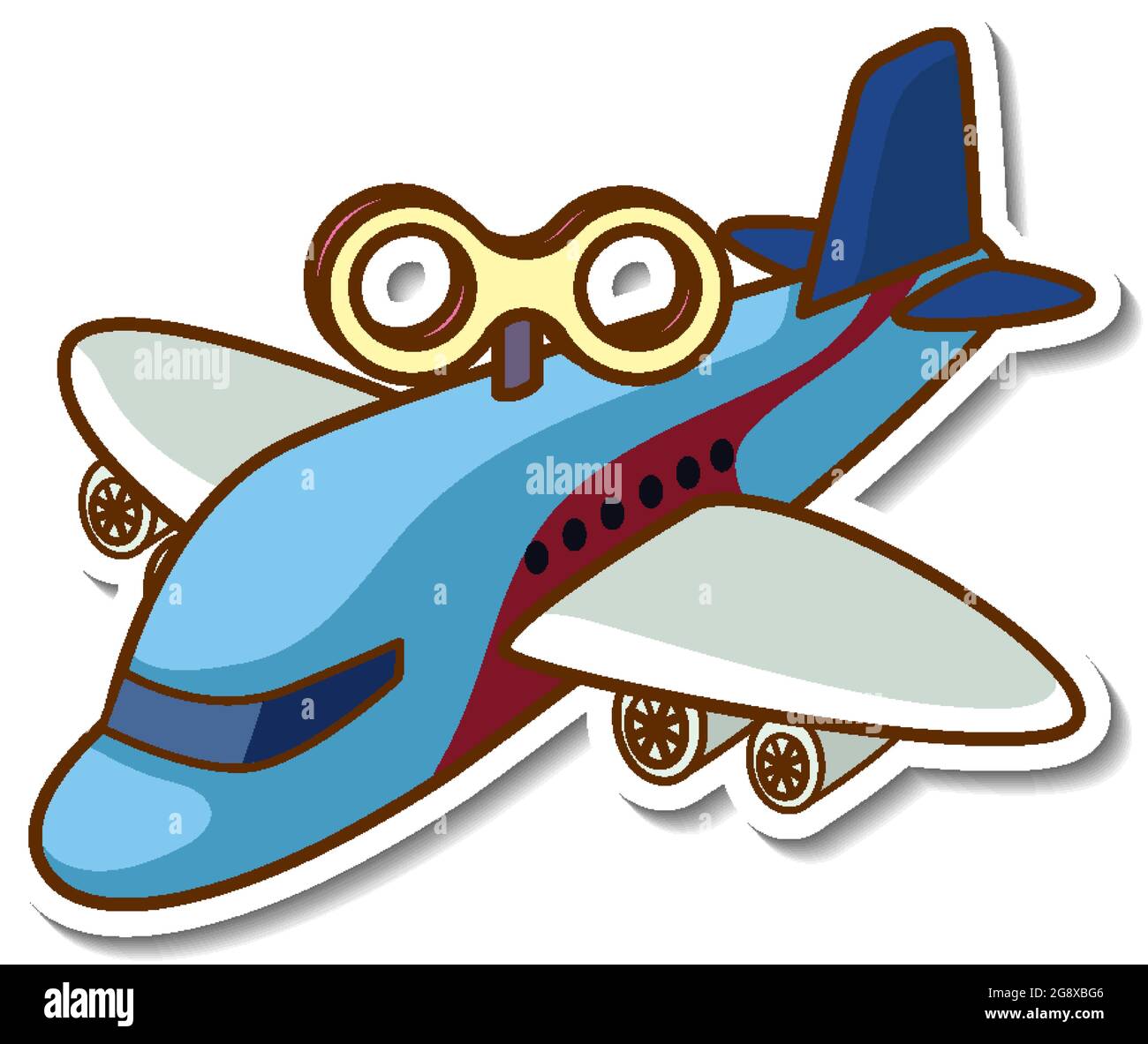 Sticker design with Airplane isolated illustration Stock Vector Image ...