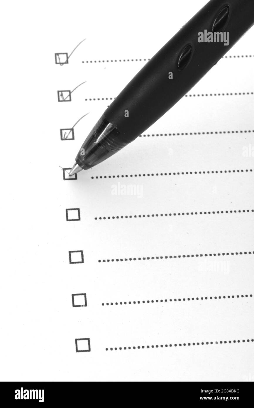 Checklist Survey Black and White Stock Photos & Images - Alamy