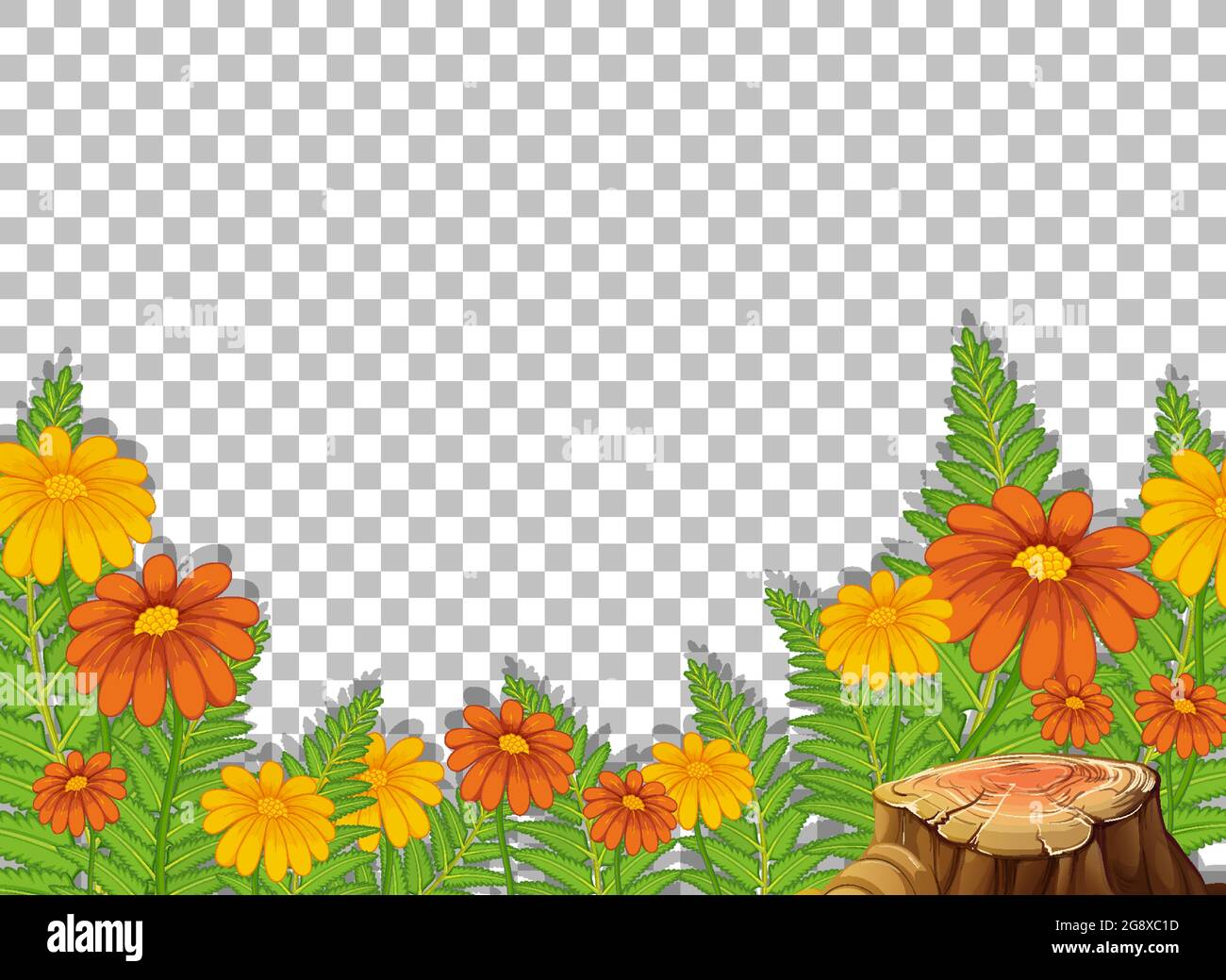 Tropical flowers frame template on transparent background illustration ...
