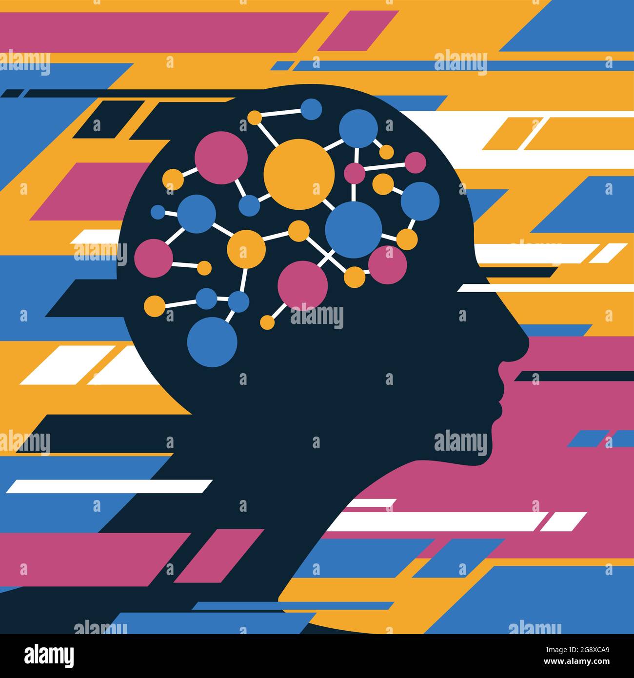 Illustration of neural networks inside a human brain and the sensory ...