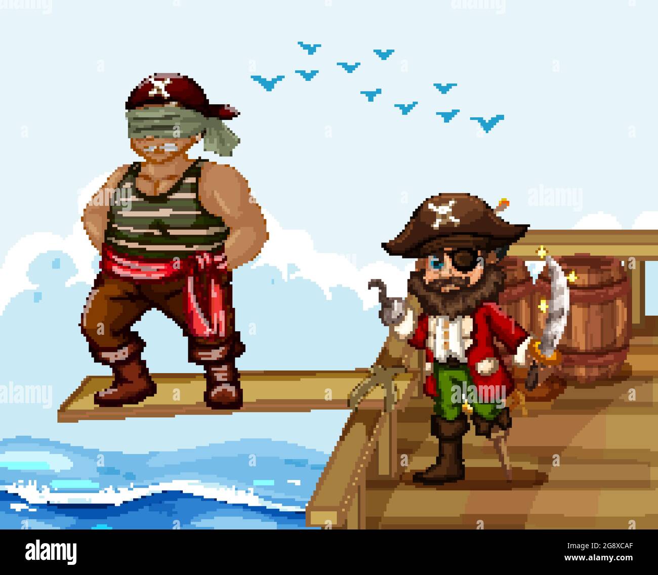 Pirate walk the plank Stock Vector Images - Alamy