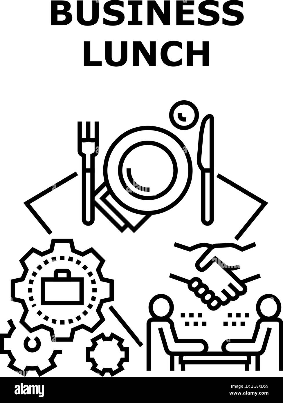 Business Lunch Vector Concept Black Illustration Stock Vector Image ...