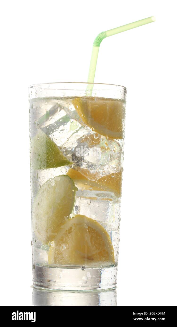 cold fresh lemonade isolated on white Stock Photo - Alamy