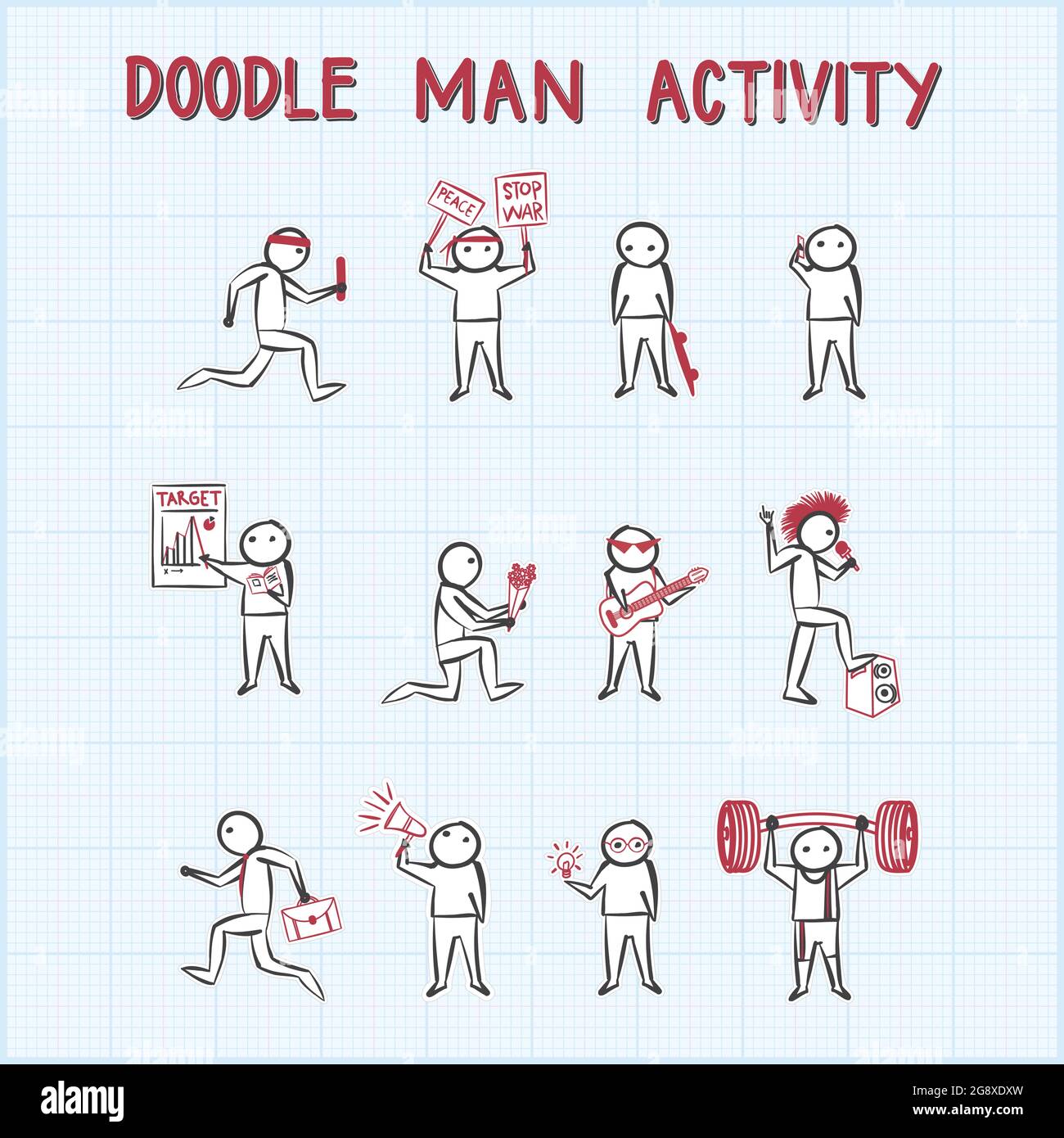 doodle man activity two color Stock Vector Image & Art - Alamy