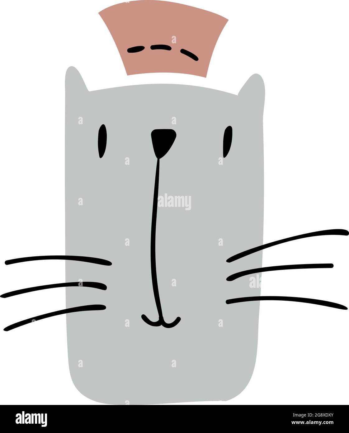 Cute Vector hand drawn Cat face in hat. Children Scandinavian Design ...