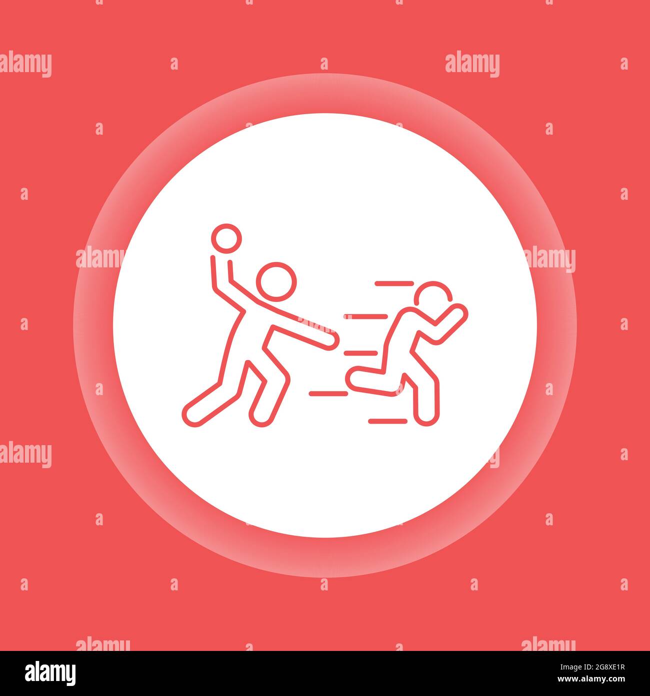 Bullying between kids color button icon. Problem of mockery and ...