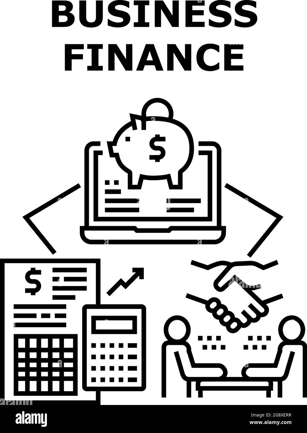 Business Finance Vector Concept Black Illustration Stock Vector Image ...