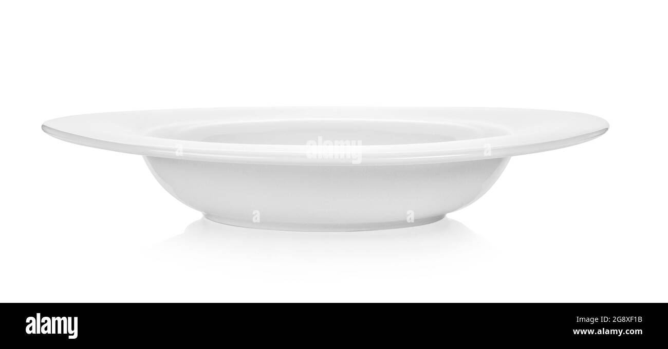 set of plate on white background Stock Photo - Alamy