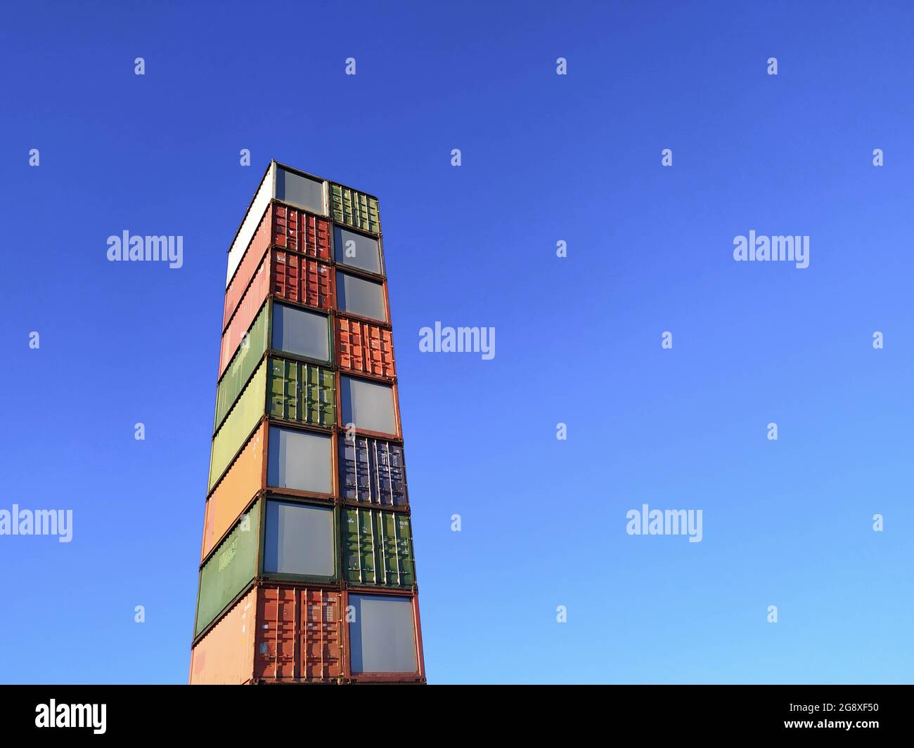 Multicolored container tower, non habitable building, Italy Stock Photo ...