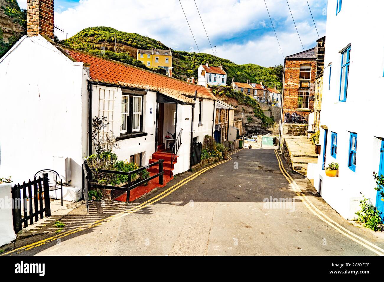 Street and cottage Scenes in staithes North Yorkshire Stock Photo - Alamy