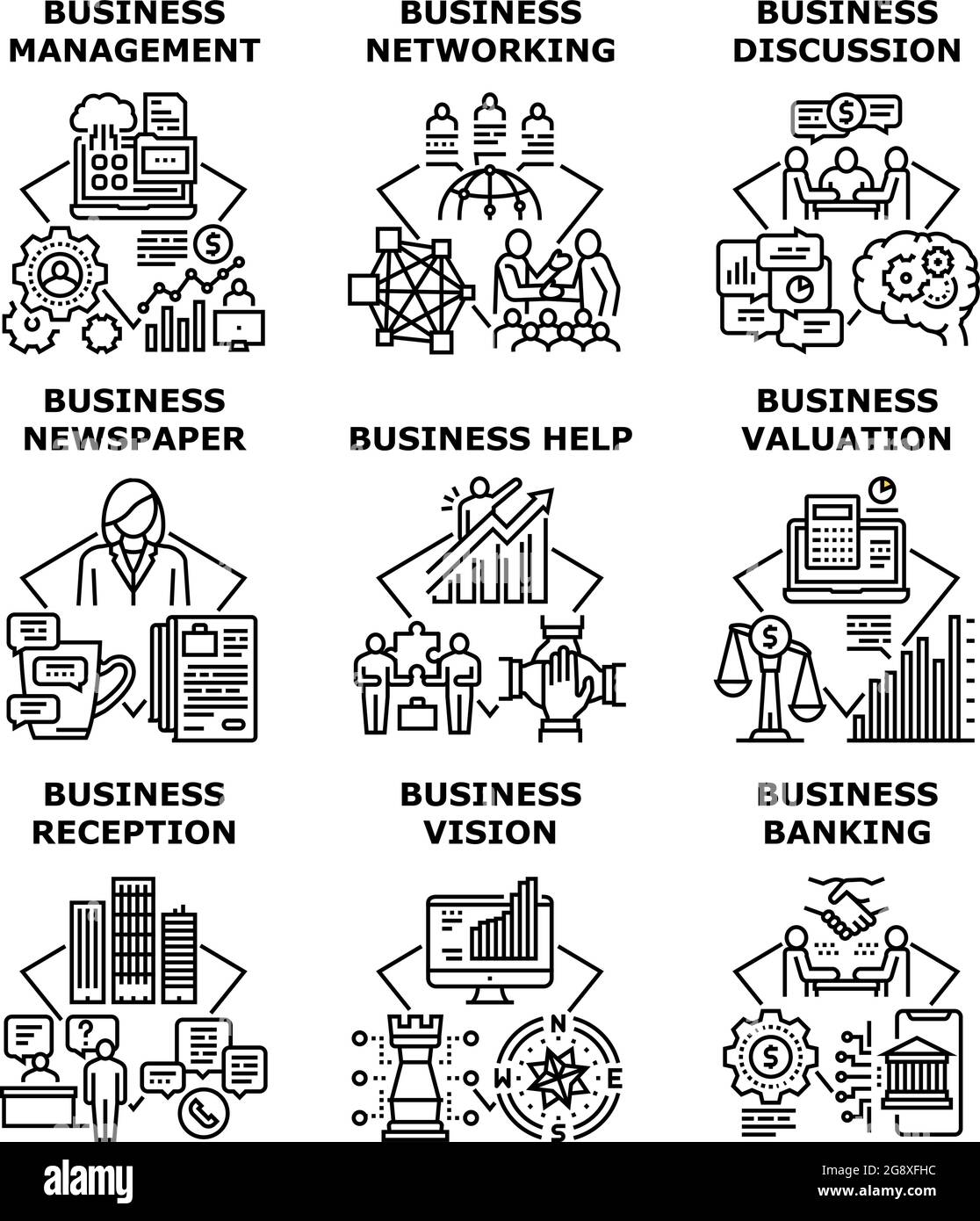 Business Vision Set Icons Vector Illustrations Stock Vector Image & Art ...