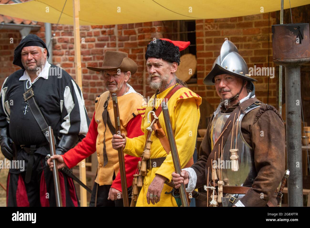 Stralsund, Germany. July 23 2021: Participants wear historical costumes ...