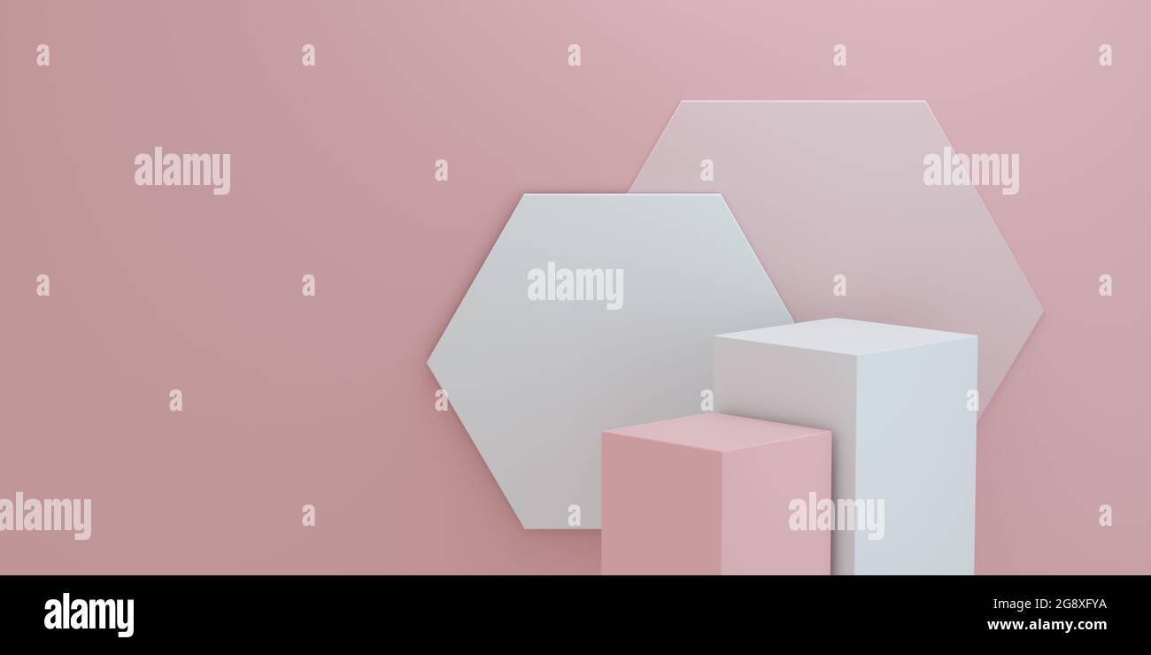 Hexagon room pink Cubes pedestal for product display for exhibition ...