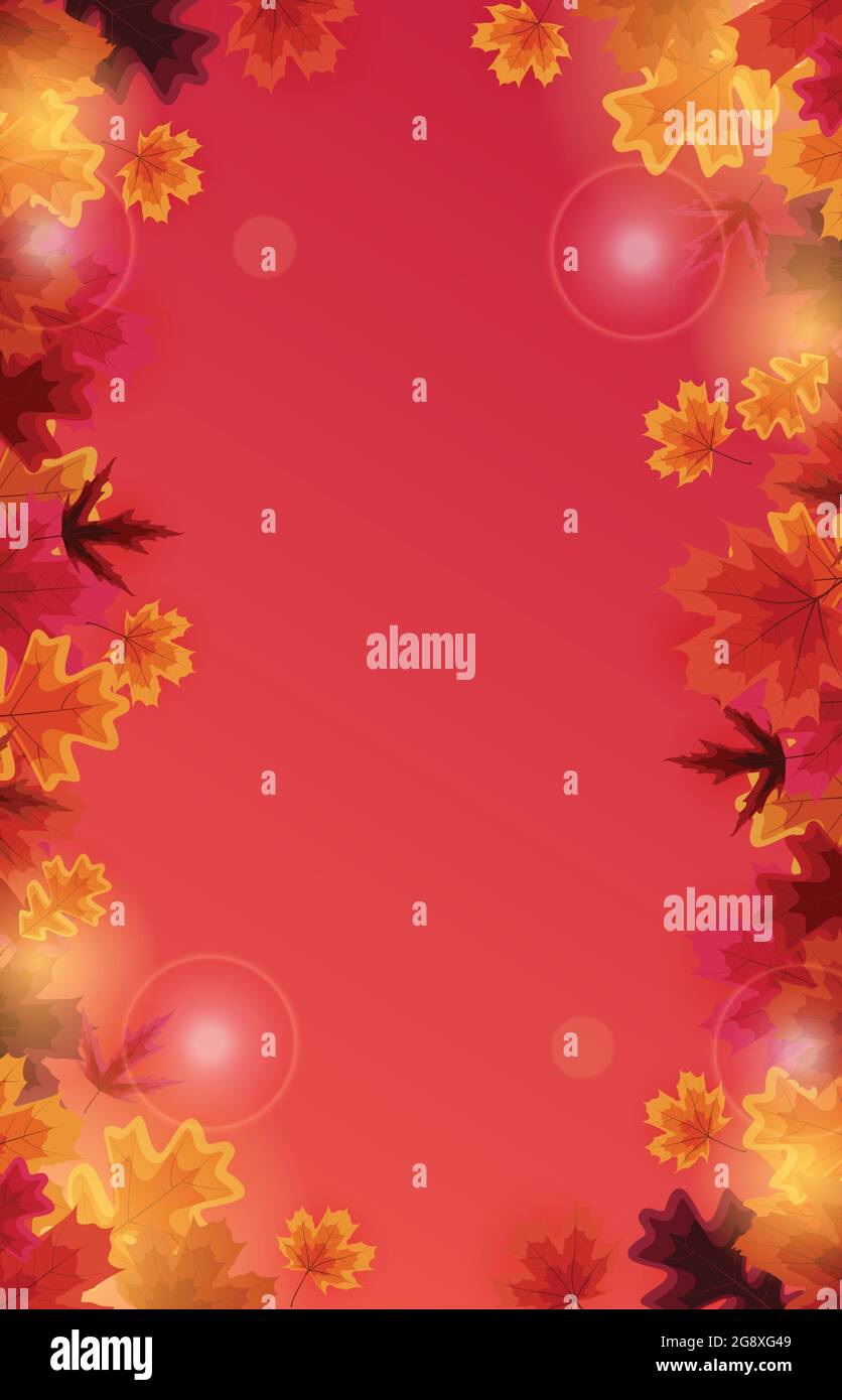Autumn natural background template with falling leaves Stock Vector ...
