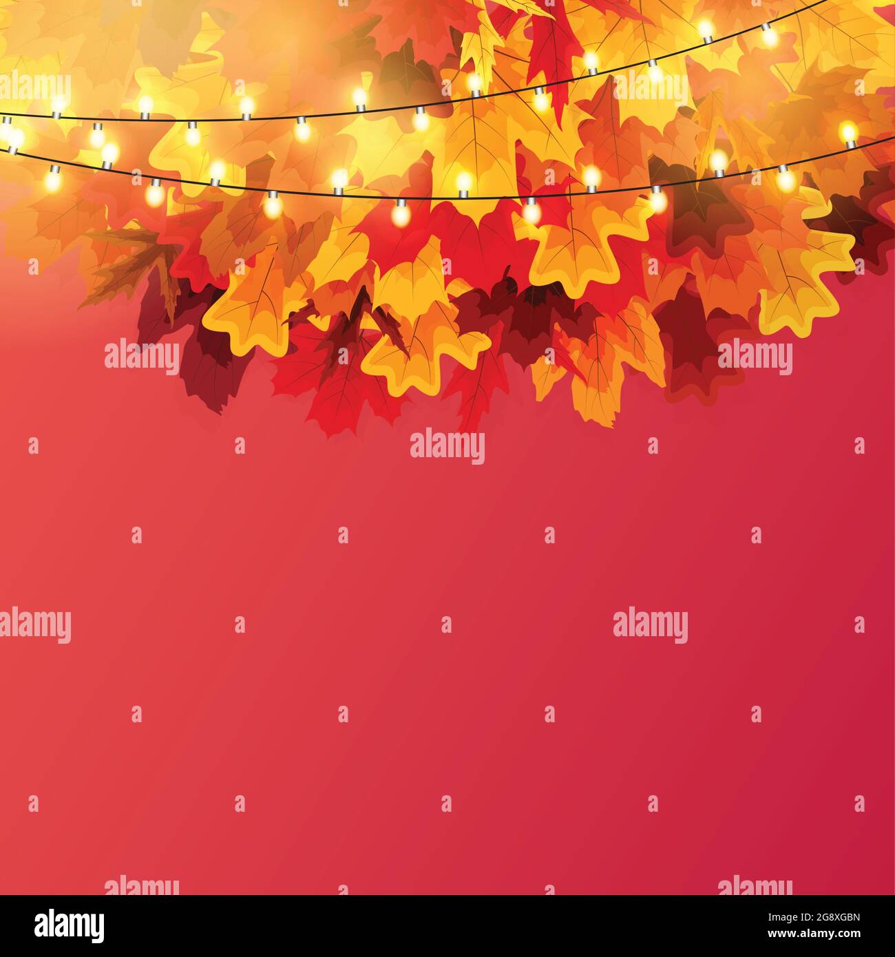 Autumn natural background template with falling leaves Stock Vector ...