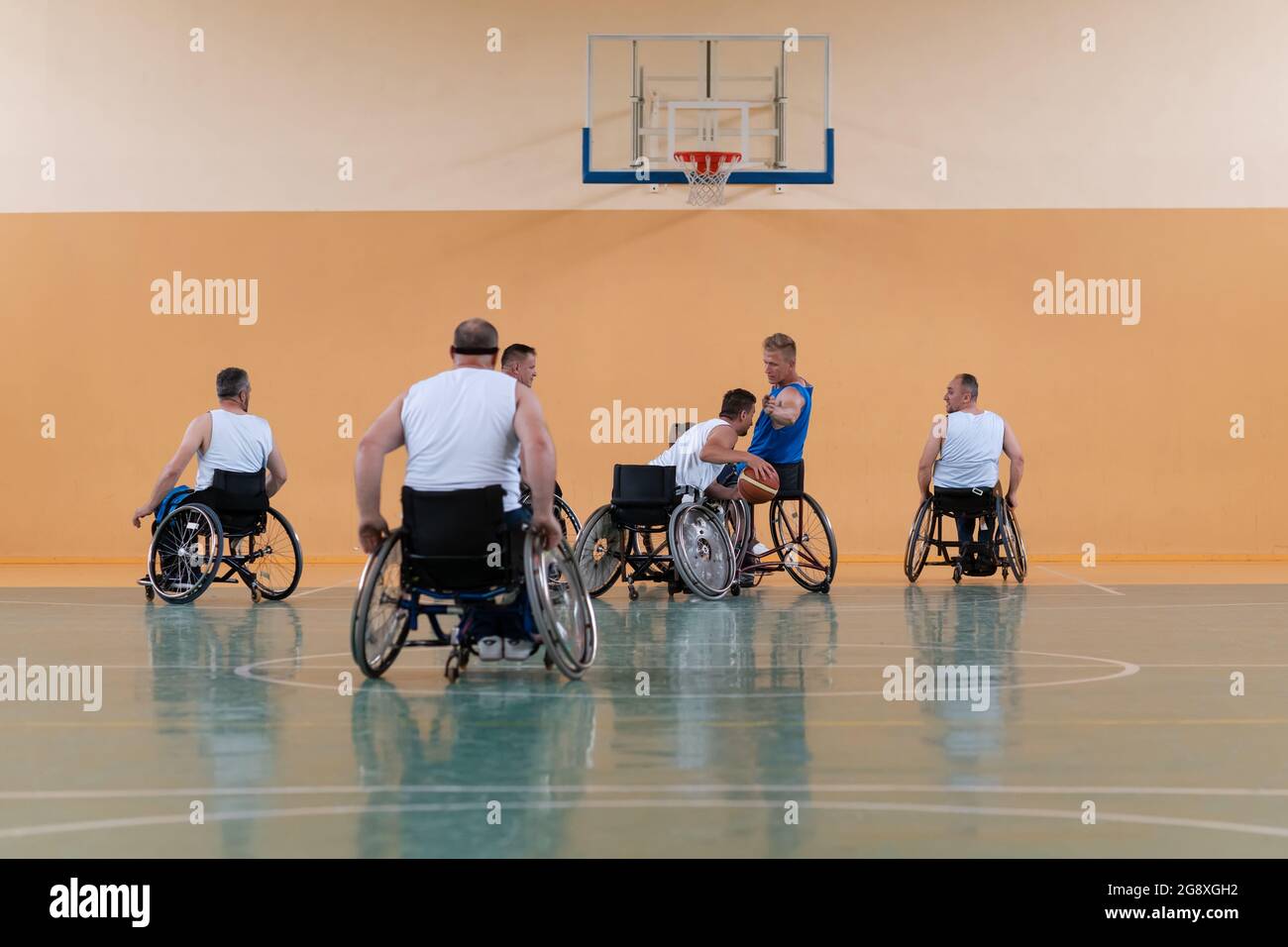 handicapped war veterans in wheelchairs with professional equipment ...