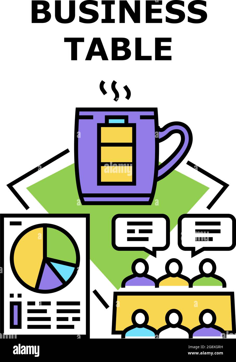 Business Table Vector Concept Color Illustration Stock Vector Image ...