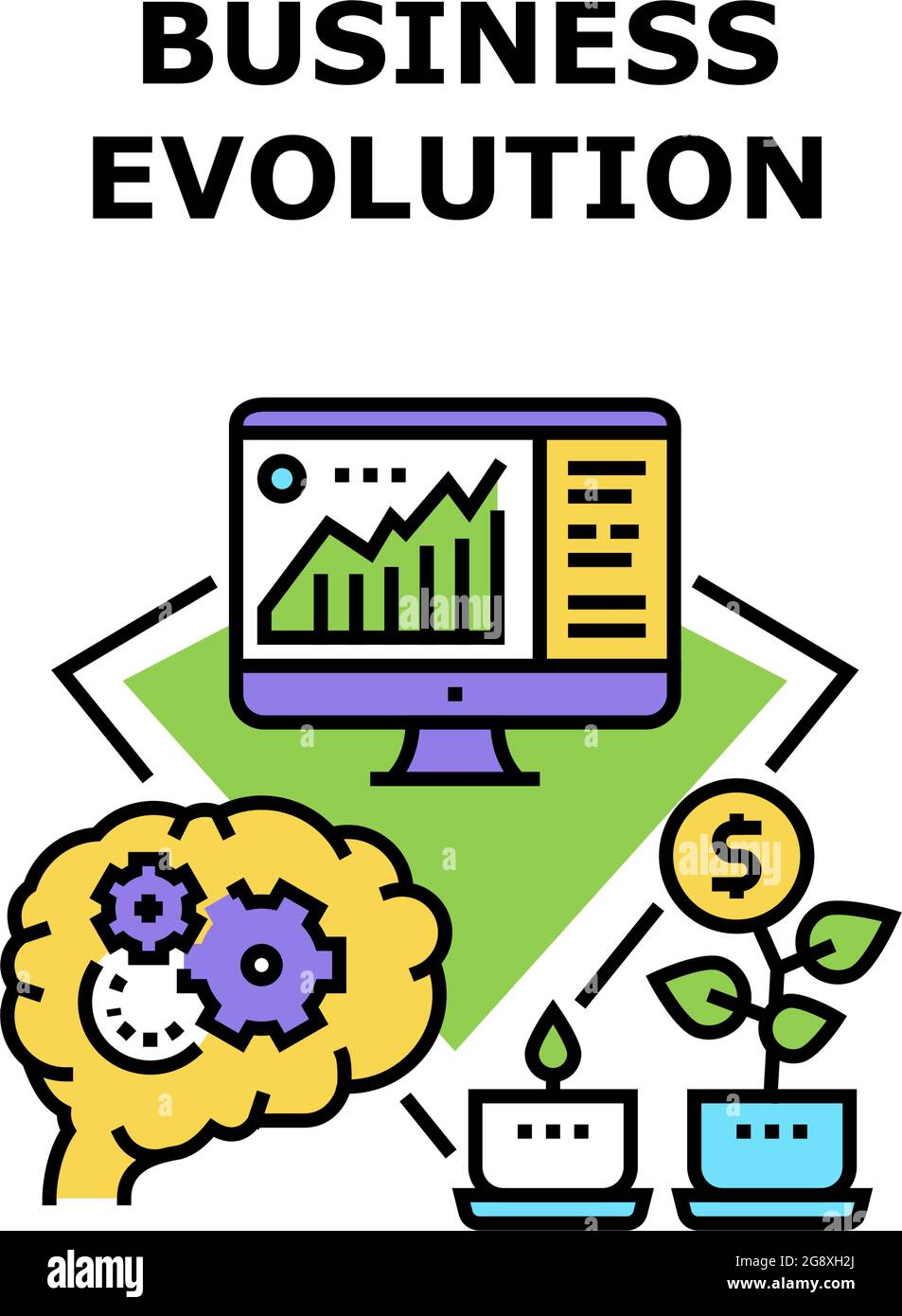 Business Evolution Develop Vector Concept Color Stock Vector Image ...
