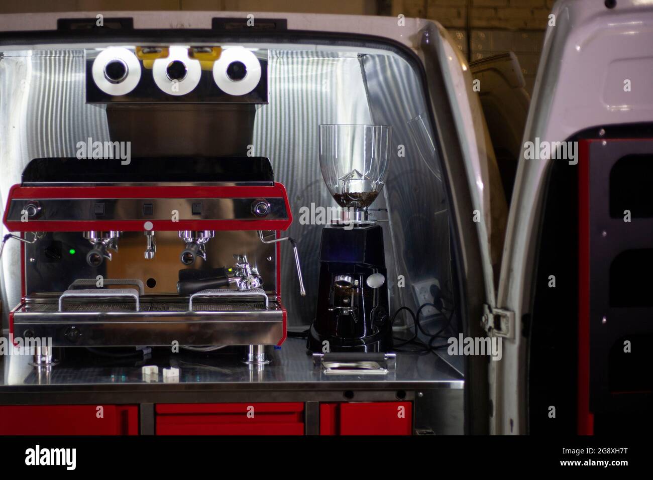 The coffee machine is ready to use. Making coffee in coffee shops is ...