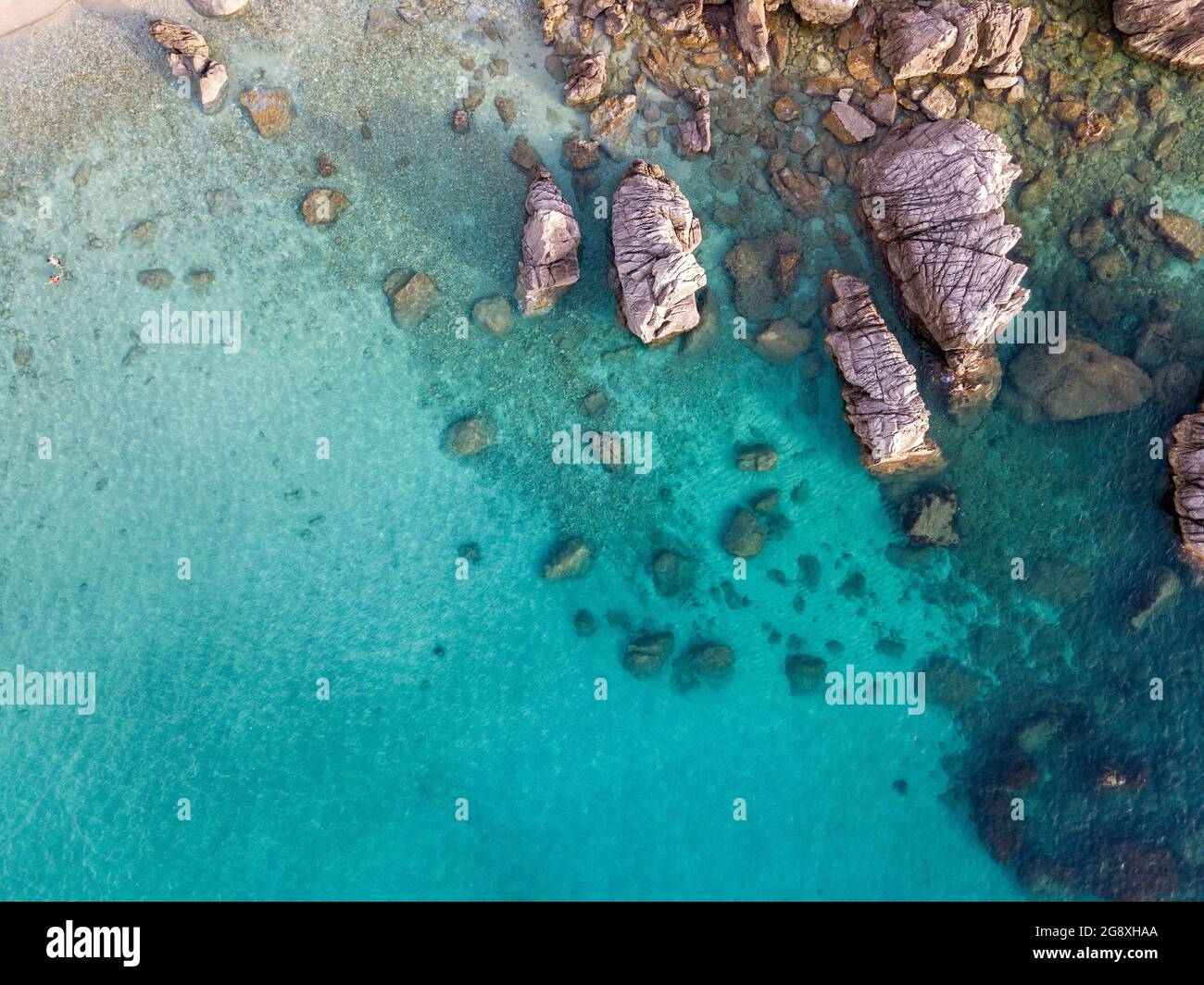 Aerial view of rocks on the sea. Overview of seabed seen from above ...
