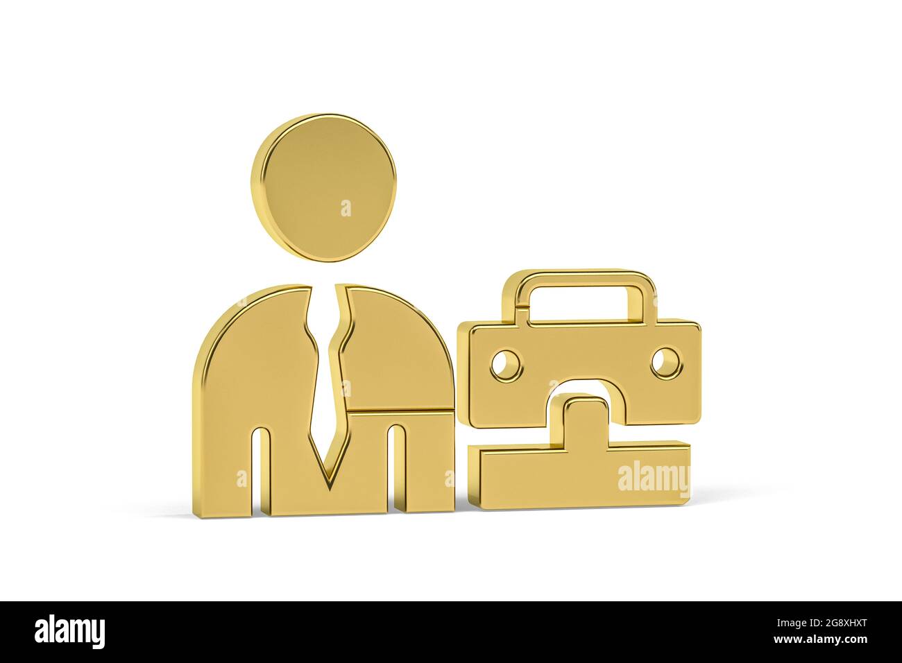 Golden 3d manager icon isolated on white background - 3d render Stock ...