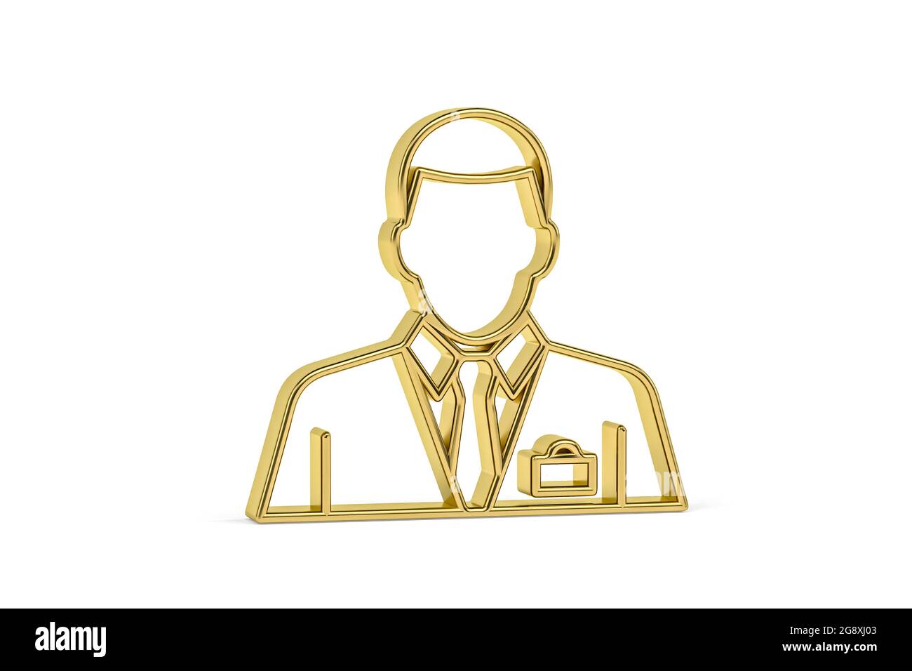 Golden 3d manager icon isolated on white background - 3d render Stock ...