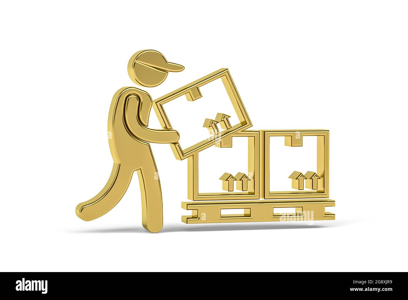 Golden 3d warehouseman icon isolated on white background - 3d render ...