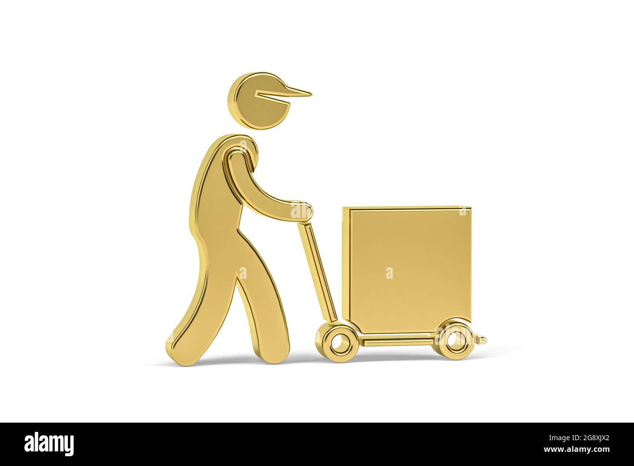 Golden 3d warehouseman icon isolated on white background - 3d render ...